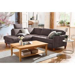 Ecksofa Home Affaire, B:233cm H:80cm T:196cm, braun, Luxus-Microfaser in Lederoptik (100% Polyester);Struktur fein (100% Polyester);Luxus-Microfaser