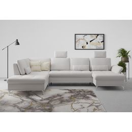 Wohnlandschaft Inosign, B:347cm H:89cm T:224cm, silber, 98%Polyester, 2%Polyamid, Sofas, "Palm Beach U-Form", Federkern, mit Sitztiefenverstellung,