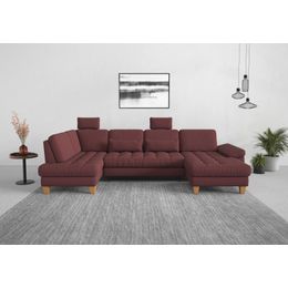 Sit & More Wohnlandschaft SIT & MORE, B:338cm H:88cm T:172cm, lila, 90% Polyester 10%Polyamid, Sofas, "Westham U-Form", wahlweise mit Bettfunktion, Bettkasten,