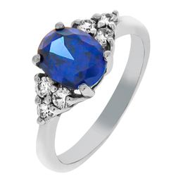 Firetti Damen Fingerring "Schmuck Geschenk Silber 925 Silberring Entourage", 58, Silber 925 (Sterlingsilber), 2,5mm, blau, Silber 925