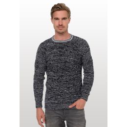 Rusty Neal Herren Strickpullover, schwarz, Gr. L, unifarben, 70% Polyacryl, 30% Baumwolle, Pullover, mit stylischem Muster