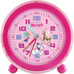 Scout Kinder Quarzwecker "NightLight, 280001038", pink, Wecker, Lernwecker, mit Pferd-Elfe- Schneemannmotiv, ideal auch als Geschenk