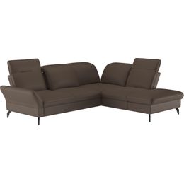 Sit & More Ecksofa SIT & MORE, B:288cm H:88cm T:242cm, braun, 100% Polyester, Wohnzimmer, Sofas, "Leandro L-Form", Wahlweise mit Bett-, Kopfteil - und