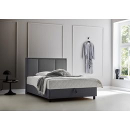 Boxbett, B:125cm L:213cm, grau, ATLANTIC HOME COLLECTION, Komplettbetten, "ARLA", mit Taschen-Federkernmatratze und Bettkasten