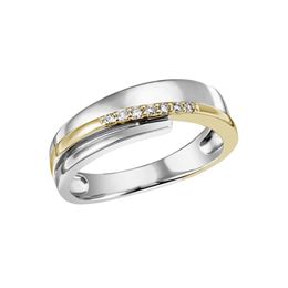 Firetti Damen Fingerring "Schmuck Geschenk Silber 925 Silberring bicolor glitzernd", 56, Silber 925 (Sterlingsilber), 2,7mm, gold, Silber 925