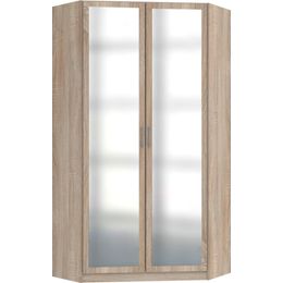 Eckkleiderschrank wimex, B:95cm H:198cm T:58cm, braun, Spanplatte, Schr&auml;nke, "Bitburg", mit Spiegel