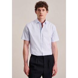 Seidensticker Herren Businesshemd "Shaped", blau, Gr. 43, bedruckt, 100% Baumwolle, Hemden, Shaped Kurzarm Kentkragen Druck