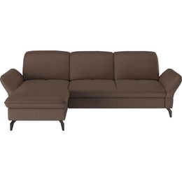 Sit & More Ecksofa SIT & MORE, B:267cm H:88cm T:200cm, braun, 100% Polyester, Wohnzimmer, Sofas, "Leandro L-Form", Wahlweise mit Bett-, Kopfteil - und