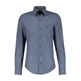 Lerros Herren Langarmhemd "Lerros Karohemd mit Dobby-Struktur", blau, Gr. S, 100% Baumwolle, Hemden