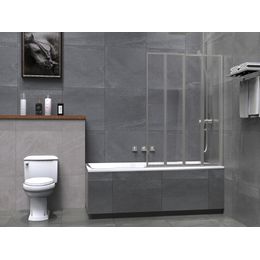 Badewannenaufsatz Welltime, B:100cm H:140cm, grau, Duschwände, "Nassau", Badewannenfaltwand, Spritzschutzwand für Badewanne, Glas, 4 Elemente