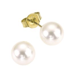 Diamonds by Ellen K. Damen Paar Ohrstecker "Gold 585 Akoya-Perle 6,5-7mm", one-size, Gold, gelb, FASCINATION BY ELLEN K., Gold, Ohrringe