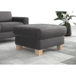 Polsterhocker Home Affaire, B:77cm H:48cm T:67cm, grau, 100% Polyester, Hocker, "Summer", inkl. Stauraum, Cord-Bezug