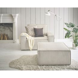Sessel Home Affaire, B:120cm H:85cm T:166cm, beige, 100% Polyester, Wohnzimmer, Sessel, "SHERWOOD", Loveseat und Hocker im Set, passend zur