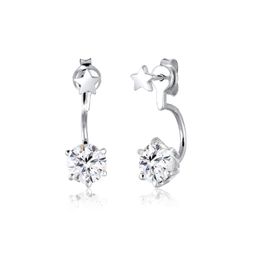 Elli Damen Paar Ohrstecker "Front-Back Sterne Kristalle 925 Silber", onesize,mit Steinen, Silber 925 (Sterlingsilber), silber, Silber 925