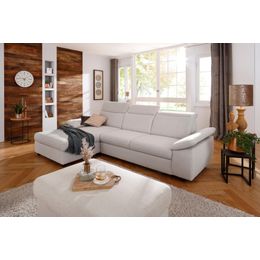 Ecksofa Home Affaire, B:287cm T:178cm, beige, Struktur fein (100% Polyester);Luxus-Microfaser Lederoptik (100% Polyester);Soft clean (98% Polyester,
