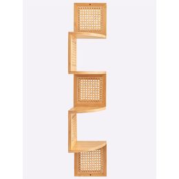 Eckregal HEINE HOME, B:19,5cm H:102,5cm T:19,5cm, beige, Bambus, Holz, Wohnzimmer, Regale