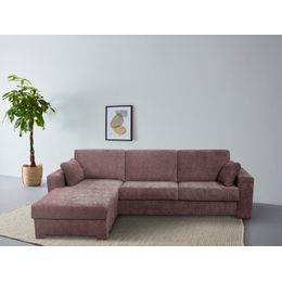Ecksofa Home Affaire, B:280cm H:85cm T:173cm, braun, 100% Polyester, Wohnzimmer, Sofas, "Roma "M" Matratzenhöhe 14 cm, Dauerschlaffunktion, mit