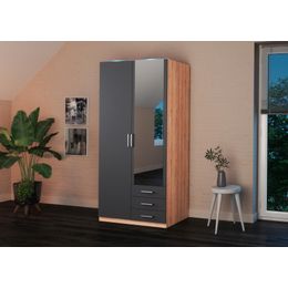 Kleiderschrank Priess, B:94cm H:193cm T:56cm, schwarz, Holzwerkstoff, Schlafzimmer, Schr&auml;nke, "Amsterdam", mit oder ohne LED-Beleuchtung