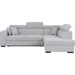 Ecksofa Home Affaire, B:267cm H:95cm T:198cm, grau, Struktur fein (100% Polyester);Struktur (100% Polyester);Samtstruktur (100% Polyester),