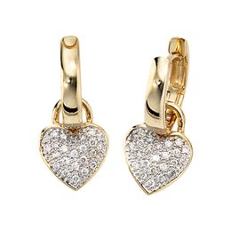 Jobo Damen Paar Creolen, Diamanten Gelbgold 585, gelb, Diamanten, Gelbgold 585, Ohrringe, 585 Gold bicolor mit 48 Diamanten