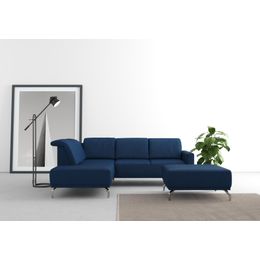 Sit & More Ecksofa SIT & MORE, B:249cm H:84cm T:205cm, blau, Wohnzimmer, Sofas, "Bailando L-Form", wahlweise mit Kopfteilverstellung und Vorziehsitz, motorisch