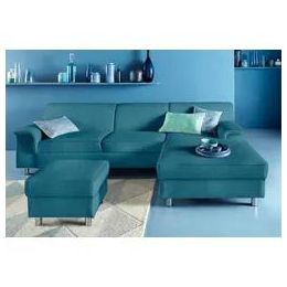 Ecksofa Inosign "Jamie, L-Form" Sofas Gr. B/H/T: 251cm x 72cm x 80cm, Struktur fein, Recamiere rechts, ohne Bettfunktion, blau (petrol) wahlweise mit Bettfunktion