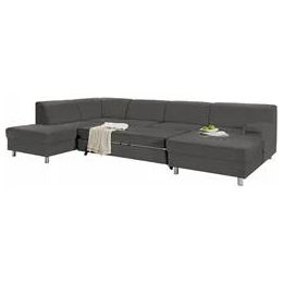 Wohnlandschaft Inosign "Jamie, U-Form" Sofas Gr. B/H/T: 308cm x 72cm x 80cm, Luxus-Kunstleder, Recamiere rechts, mit Bettfunktion, grau wahlweise mit Bettfunktion