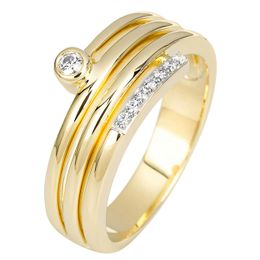 Jobo Damen Fingerring, 62, SI = kleine Einschlüsse, Diamanten Gelbgold 585, gelb, Diamanten, Gelbgold 585, Fingerringe, 585 Gold mit 8 Diamanten