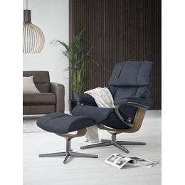 Relaxsessel stressless, B:79cm H:99cm T:75cm, blau, Microfaser DINAMICA (88% Polyester, 12% Polyurethan), Wohnzimmer, Sessel, "Reno", mit Hocker, mit