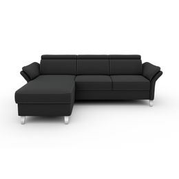 Sit & More Ecksofa SIT & MORE, B:252cm H:84cm T:165cm, schwarz, Wohnzimmer, Sofas, "Vincenzo L-Form", inklusive Kopfteilverstellung, wahlweise mit Bettfunktion,