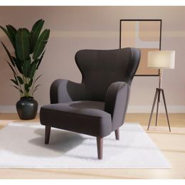 Sessel Home Affaire, B:88cm H:88cm T:64cm, schwarz, 100% Polyester, Wohnzimmer, Sessel, "SICILIA", moderner Ohrensessel