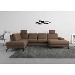 Sit & More Wohnlandschaft SIT & MORE, B:345cm H:88cm T:226cm, braun, Sofas, "Cinturo U-Form", inklusive Sitztiefenverstellung und Federkern, Sitzhöhe 45 cm
