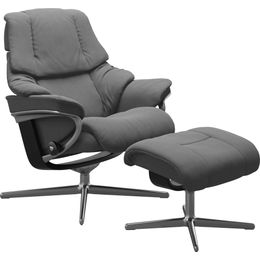 Fu&szlig;hocker stressless, B:55cm H:43cm T:41cm, grau, Microfaser DINAMICA (88% Polyester, 12% Polyurethan), Hocker, "Reno", mit Cross Base, Gr&ouml;&szlig;e S, M &