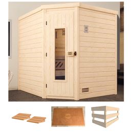 Weka Sauna "Turku Eck 1", ohne Ofen, (ohne Ofen), beige, Saunen, ohne Ofen