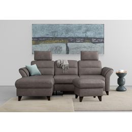 Sit & More Ecksofa SIT & MORE, B:250cm H:87cm T:163cm, grau, 100% Polyester, Wohnzimmer, Sofas, "Mellum L-Form", Federkern, wahlweise mit Bettfunktion,