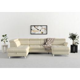 Sit & More Wohnlandschaft SIT & MORE, B:304cm T:216cm, beige, 98% Polyester, 2% Polyamid, Sofas, "Marano U-Form", inklusive Kopfteilverstellung, wahlweise mit