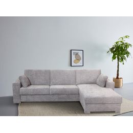 Ecksofa Home Affaire, B:300cm H:85cm T:173cm, grau, 100% Polyester, Wohnzimmer, Sofas, "Roma "L" Dauerschlaffunktion, mit Unterfederung",