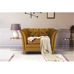 Sessel Home Affaire, B:102cm H:76cm T:81cm, gold, Luxus-Microfaser Vintageoptik (100% Polyester);Struktur fein (100% Polyester);Samtoptik (100%