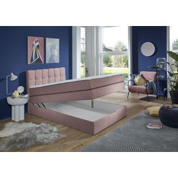 Boxspringbett Inosign, B:120cm L:210cm, rosa, Komplettbetten, "Fornoli", inkl. Topper und Bettkasten, H3 in zwei Matratzenarten