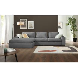 Ecksofa Alina, B:326cm T:180cm, grau, Cord GCT (92% Polyester, 8% Nylon), Wohnzimmer, Sofas, "Sandy", mit Recamiere, in modernem Cordstoff