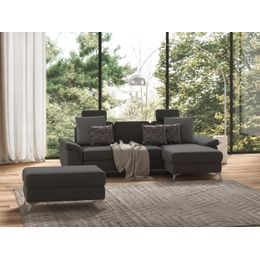 Sit & More Ecksofa SIT & MORE, B:277cm H:89cm T:170cm, grau, Wohnzimmer, Sofas, "Padua L-Form", inklusive Sitztiefenverstellung, Armteilfunktion und Federkern
