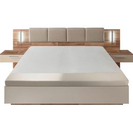 Bettanlage Schlafkontor, B:306cm H:100cm T:229,6cm, bunt, Spanplatte, Schlafzimmerm&ouml;bel-Sets, "Cadore", mit Kopfteilbeleuchtung