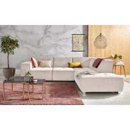 Ecksofa Home Affaire, B:272cm H:78cm T:222cm, beige, Struktur fein (100% Polyester);Luxus-Microfaser weich (90% Polyester, 10% Polyacryl);Struktur