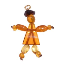 Firetti Damen Kettenanhänger "Schmuck Geschenk Halsschmuck Anhänger für Halskette Bernstein Puppe", Messing, 15 g, orange, Messing, Schmuckanhänger,