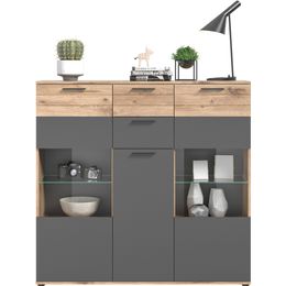 Highboard Inosign, B:140cm H:134cm T:37cm, braun, FSC-zertifizierter Holzwerkstoff, Wohnzimmer, Sideboards, "Riga", Breite 40 cm