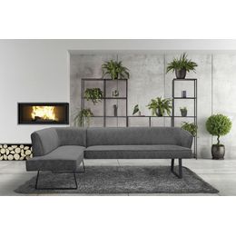 Eckbank, B:249cm H:83cm T:157cm, grau, exxpo - SOFA FASHION, Esszimmer, Sitzbänke, "Americano", mit Keder und Metallfüßen, Bezug in verschiedenen