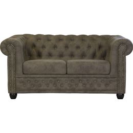 Chesterfield-Sofa Home Affaire, B:148cm H:72cm T:86cm, grau, Luxus-Microfaser Lederoptik (100% Polyester), Sofas, "Rysum", Chesterfield-Optik, in 2