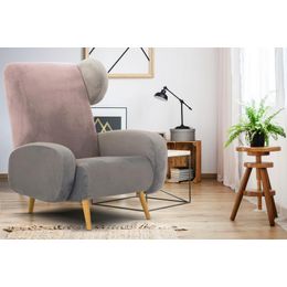 Sessel Home Affaire, B:86cm H:111cm T:100cm, rosa, Struktur fein ( 100% Polyester);Samtoptik (100% Polyester), Wohnzimmer, Sessel, "Gox Ohrensessel",