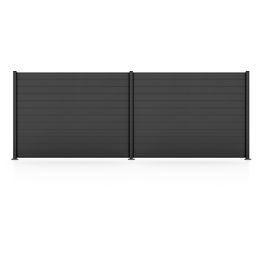 STAKET PRO Gartenzaun "Komplettzaun Paneel 150", H/L: 180cm x 4,88m, Pfosten: 3 Stk., schwarz, Zaunelemente, LxH: 488,4x187 cm, 2 Elemente &aacute; 240 cm