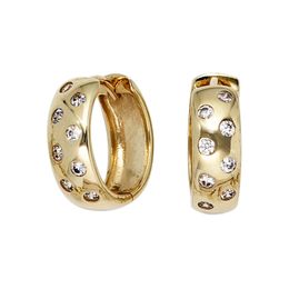 Jobo Damen Paar Creolen, 14,8mm, Gelbgold 333, gold, Gelbgold 333, Ohrringe, rund 333 Gold mit Zirkonia